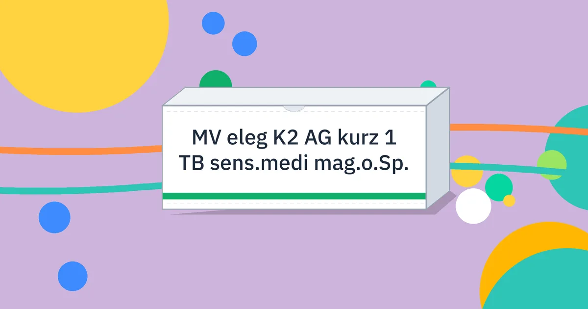 Symbolbild: Packung mit der Aufschrift MV eleg K2 AG kurz 1 TB sens.medi mag.o.Sp. (PZN 14636121) – Verfügbarkeit und Bezug in Apotheken in Frankfurt am Main