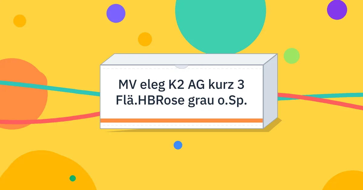 Symbolbild: Packung mit der Aufschrift MV eleg K2 AG kurz 3 Flä.HBRose grau o.Sp. (PZN 18925684) – Verfügbarkeit und Bezug in Apotheken in Frankfurt am Main