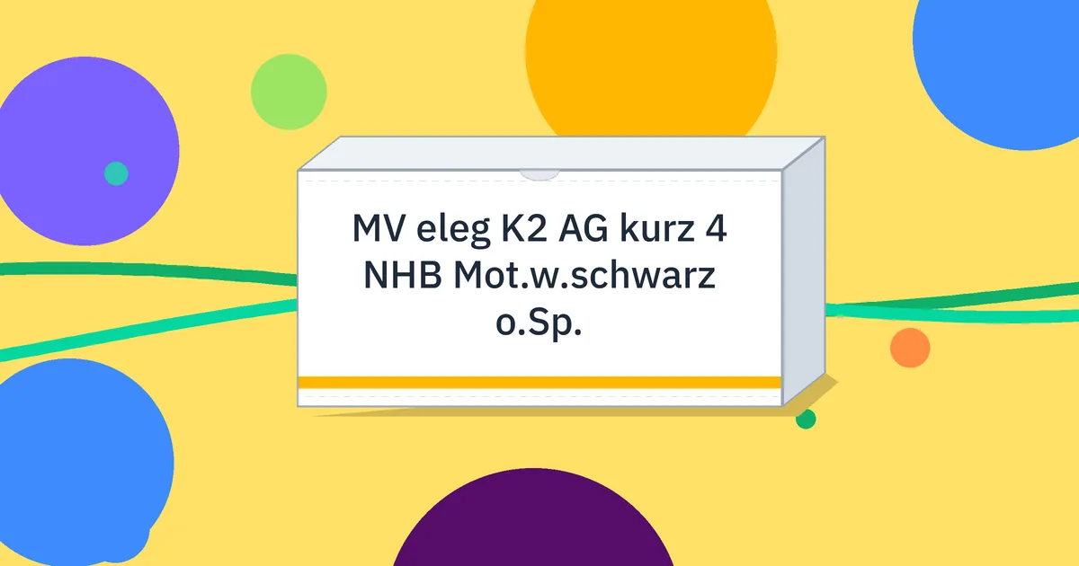 Symbolbild: Packung mit der Aufschrift MV eleg K2 AG kurz 4 NHB Mot.w.schwarz o.Sp. (PZN 15713680) – Verfügbarkeit und Bezug in Apotheken in Frankfurt am Main