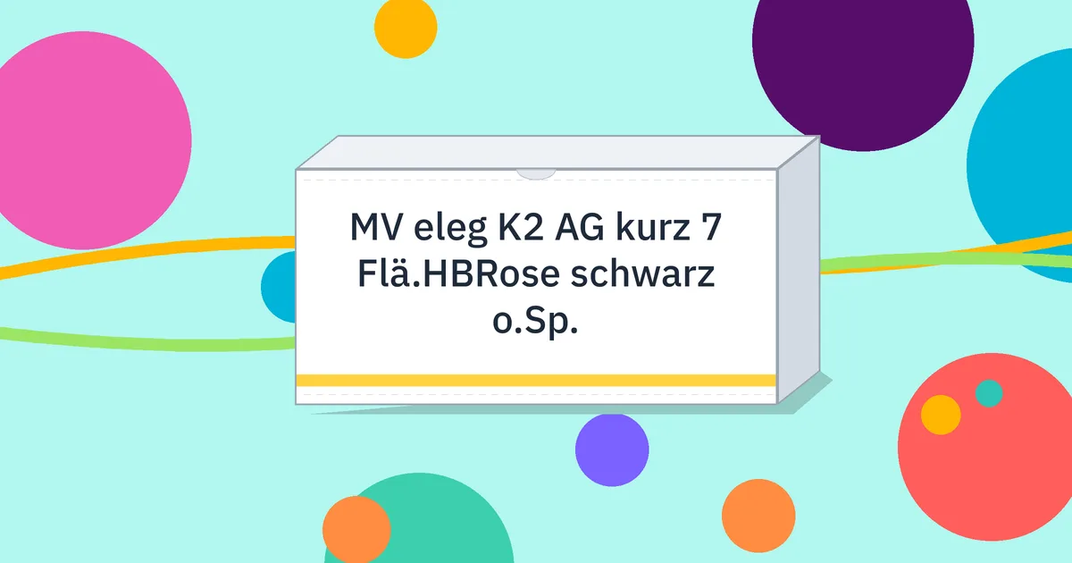 Symbolbild: Packung mit der Aufschrift MV eleg K2 AG kurz 7 Flä.HBRose schwarz o.Sp. (PZN 15705166) – Verfügbarkeit und Bezug in Apotheken in Frankfurt am Main