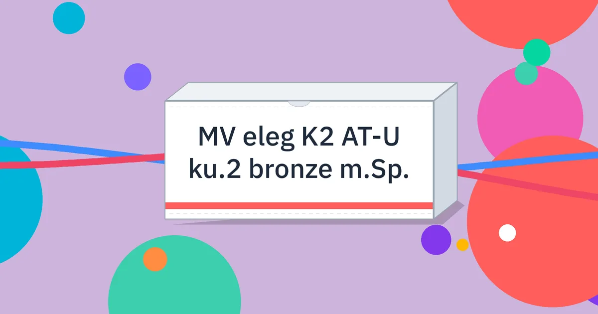 Symbolbild: Packung mit der Aufschrift MV eleg K2 AT-U ku.2 bronze m.Sp. (PZN 15289029) – Verfügbarkeit und Bezug in Apotheken in Frankfurt am Main