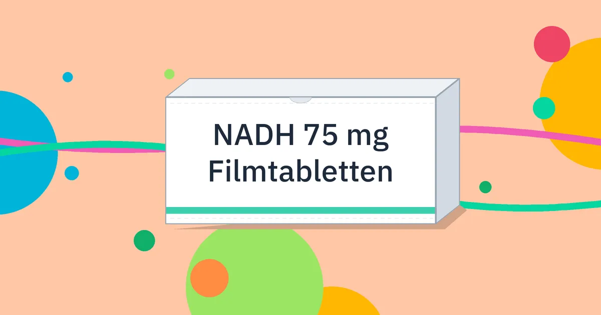 Symbolbild: Packung mit der Aufschrift NADH 75 mg Filmtabletten (PZN 20786646) – Verfügbarkeit und Bezug in Apotheken in Frankfurt am Main