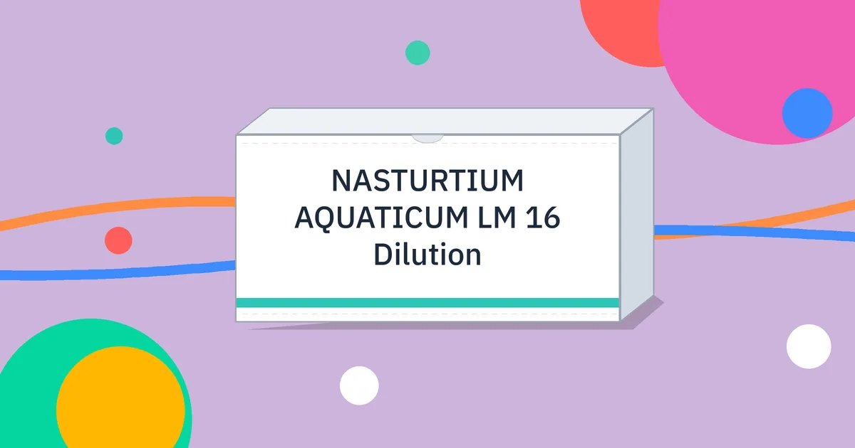Symbolbild: Packung mit der Aufschrift NASTURTIUM AQUATICUM LM 16 Dilution (PZN 13616369) – Verfügbarkeit und Bezug in Apotheken in Frankfurt am Main