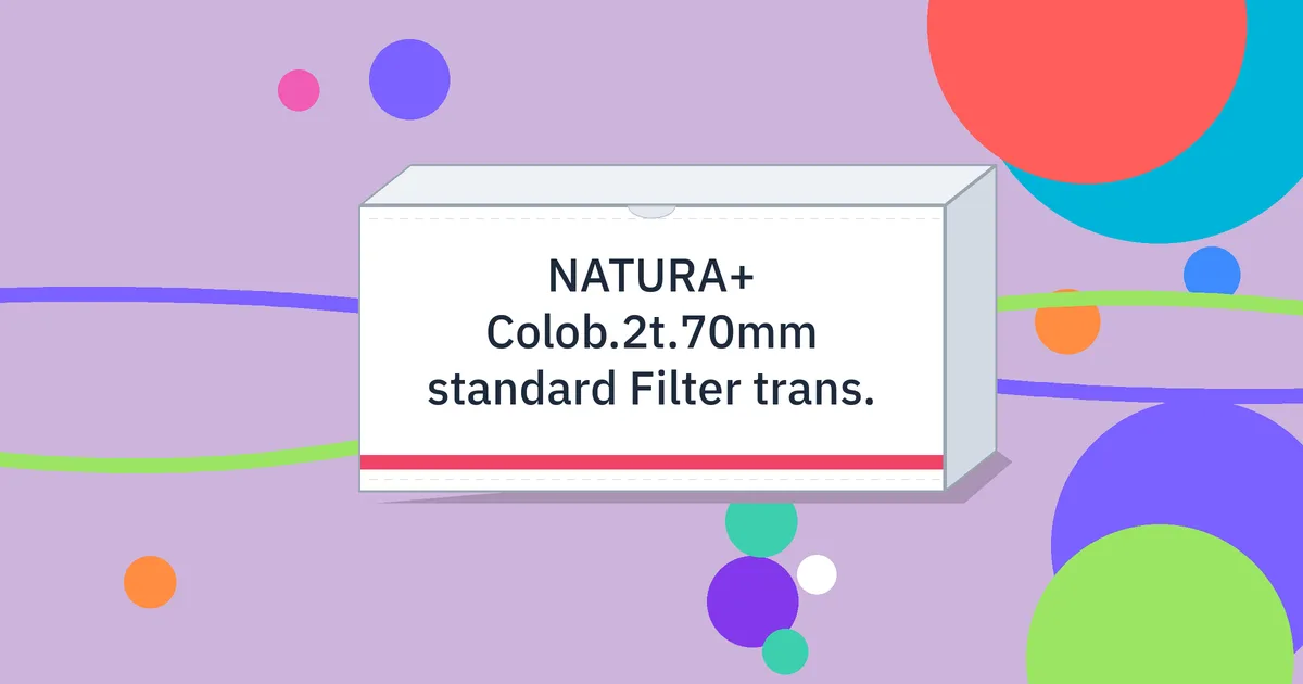 Symbolbild: Packung mit der Aufschrift NATURA+ Colob.2t.70mm standard Filter trans. (PZN 13233036) – Verfügbarkeit und Bezug in Apotheken in Frankfurt am Main