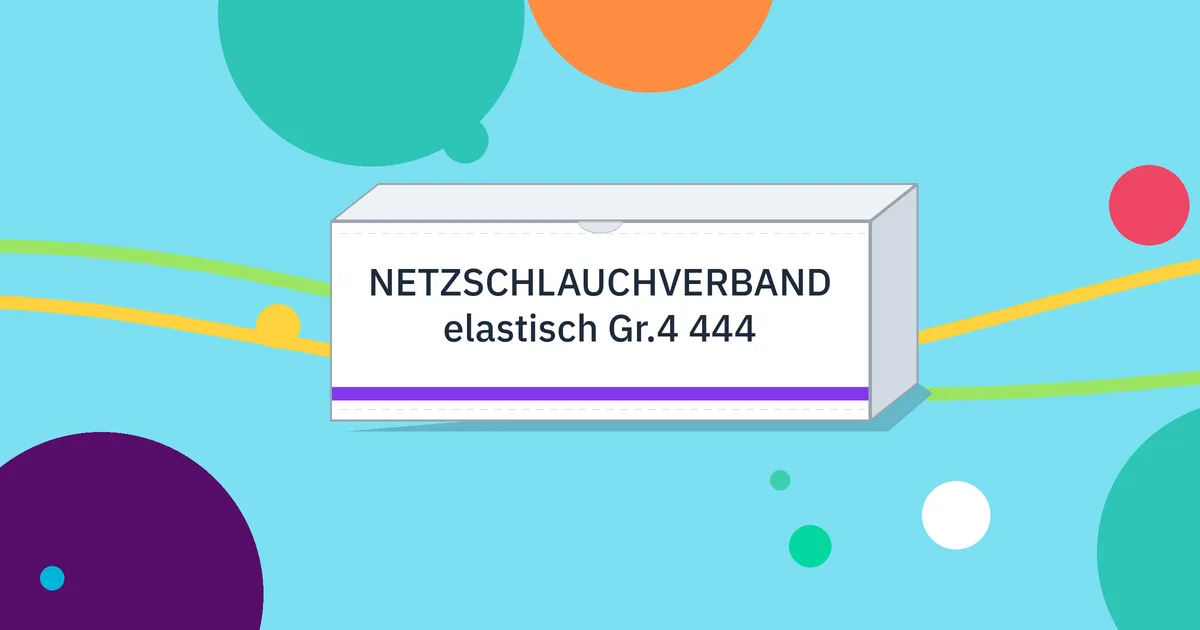 Symbolbild: Packung mit der Aufschrift NETZSCHLAUCHVERBAND elastisch Gr.4 444 (PZN 02092590) – Verfügbarkeit und Bezug in Apotheken in Frankfurt am Main