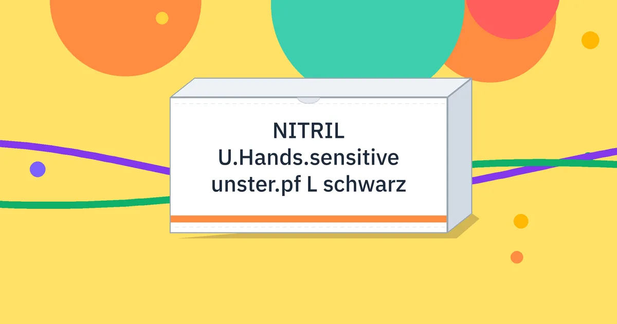 Symbolbild: Packung mit der Aufschrift NITRIL U.Hands.sensitive unster.pf L schwarz (PZN 12445345) – Verfügbarkeit und Bezug in Apotheken in Frankfurt am Main