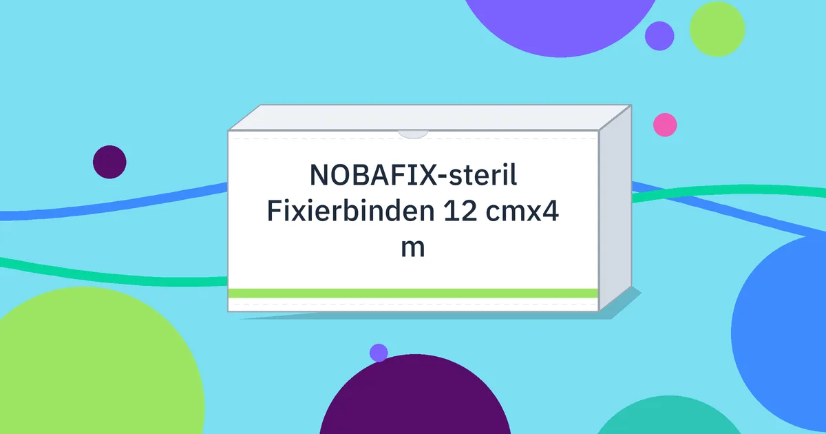 Symbolbild: Packung mit der Aufschrift NOBAFIX-steril Fixierbinden 12 cmx4 m (PZN 07127608) – Verfügbarkeit und Bezug in Apotheken in Frankfurt am Main