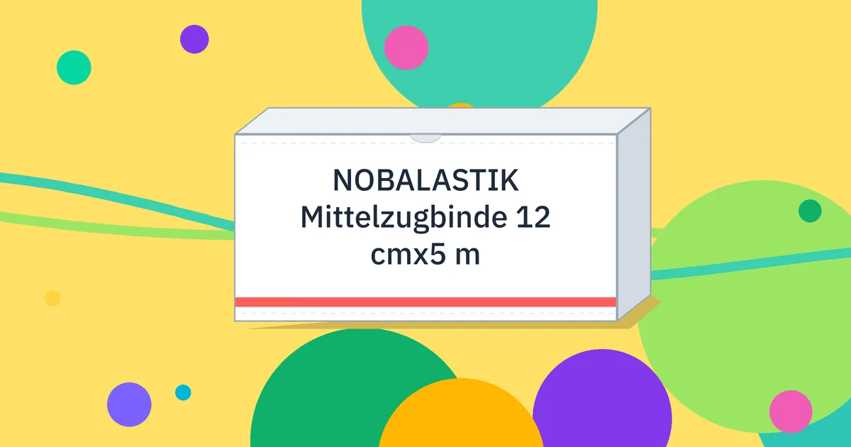 Symbolbild: Packung mit der Aufschrift NOBALASTIK Mittelzugbinde 12 cmx5 m (PZN 07096115) – Verfügbarkeit und Bezug in Apotheken in Frankfurt am Main