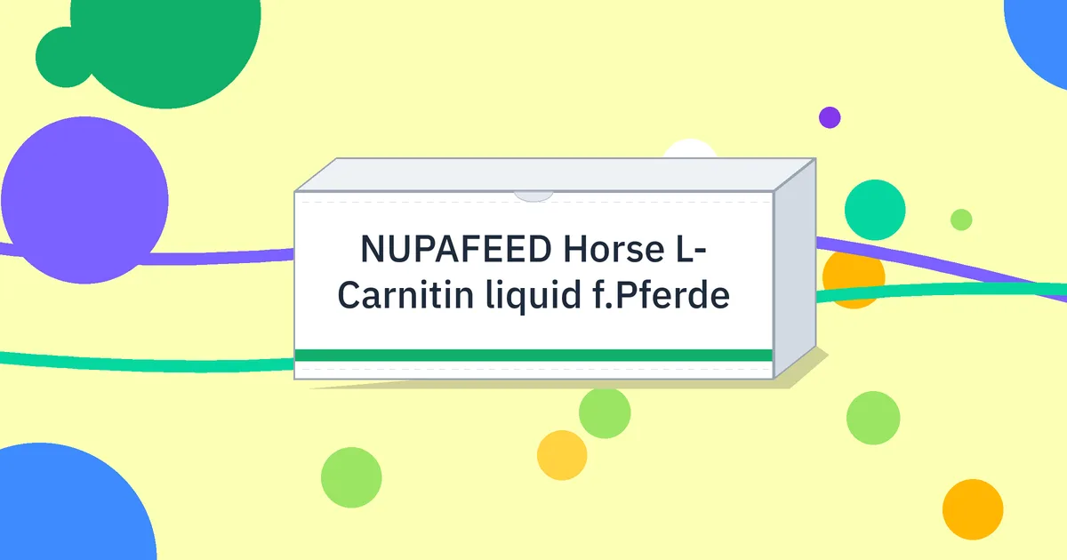 Symbolbild: Packung mit der Aufschrift NUPAFEED Horse L-Carnitin liquid f.Pferde (PZN 20355828) – Verfügbarkeit und Bezug in Apotheken in Frankfurt am Main
