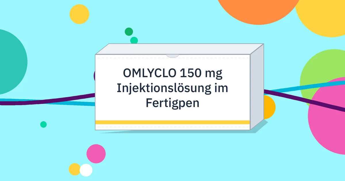 Symbolbild: Packung mit der Aufschrift OMLYCLO 150 mg Injektionslösung im Fertigpen (PZN 20336245) – Verfügbarkeit und Bezug in Apotheken in Frankfurt am Main