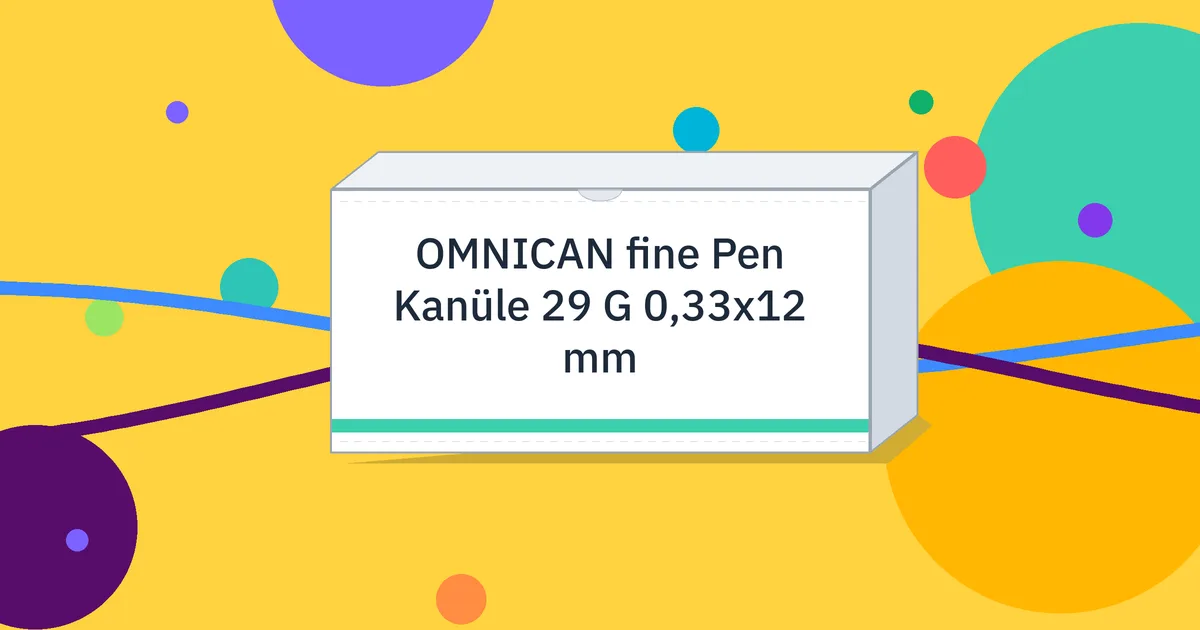 Symbolbild: Packung mit der Aufschrift OMNICAN fine Pen Kanüle 29 G 0,33x12 mm (PZN 06837561) – Verfügbarkeit und Bezug in Apotheken in Frankfurt am Main