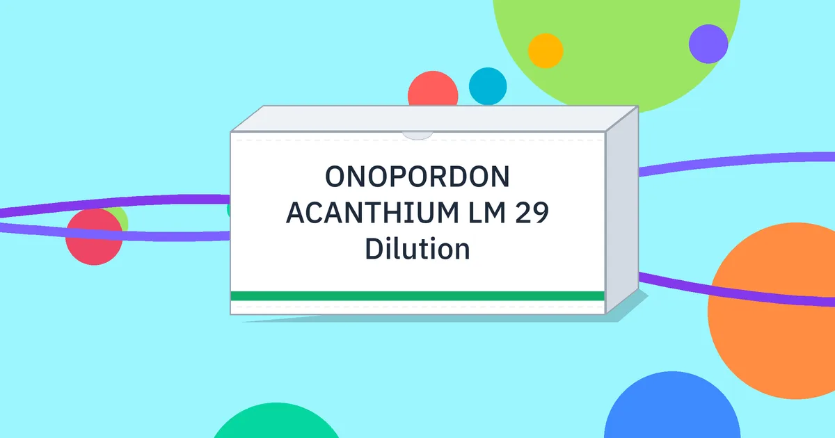 Symbolbild: Packung mit der Aufschrift ONOPORDON ACANTHIUM LM 29 Dilution (PZN 13626385) – Verfügbarkeit und Bezug in Apotheken in Frankfurt am Main