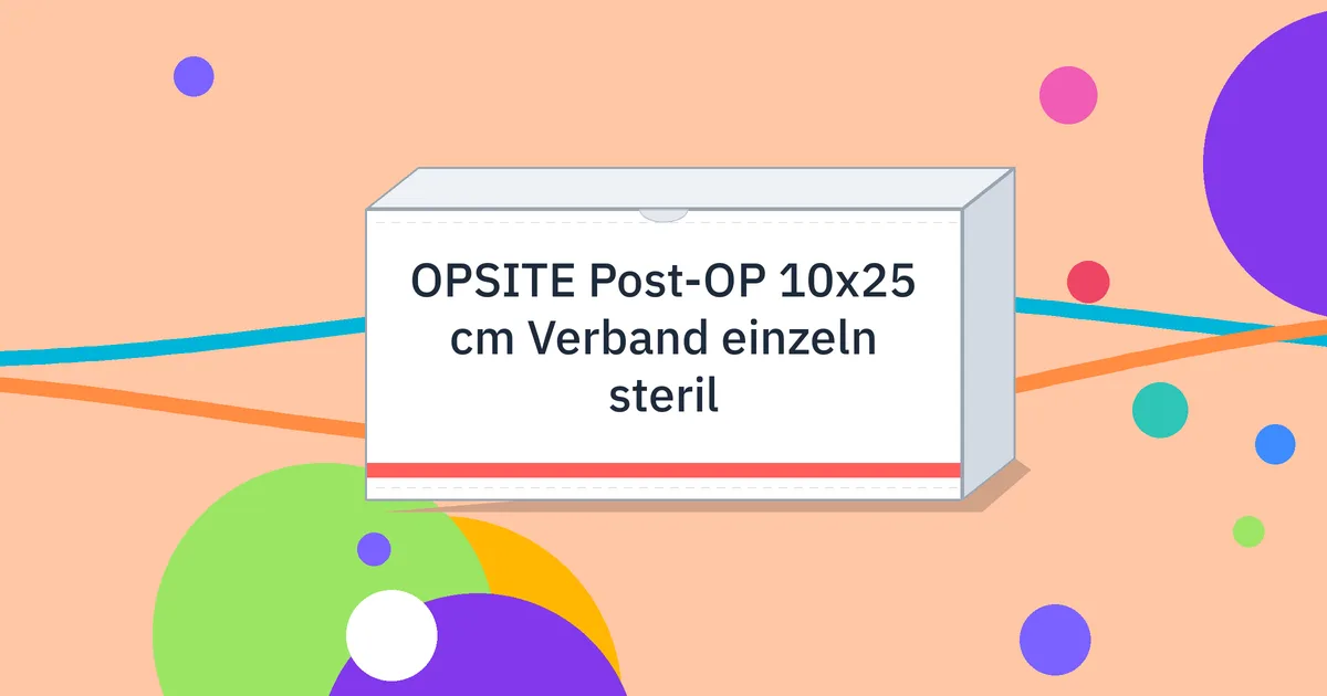 Symbolbild: Packung mit der Aufschrift OPSITE Post-OP 10x25 cm Verband einzeln steril (PZN 01447499) – Verfügbarkeit und Bezug in Apotheken in Frankfurt am Main