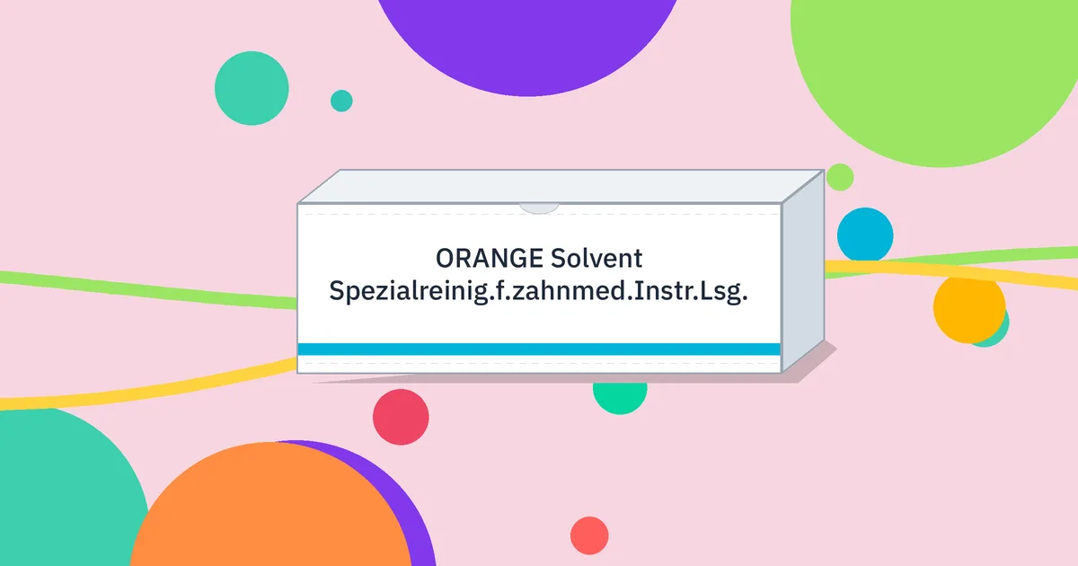 Symbolbild: Packung mit der Aufschrift ORANGE Solvent Spezialreinig.f.zahnmed.Instr.Lsg. (PZN 00792320) – Verfügbarkeit und Bezug in Apotheken in Frankfurt am Main