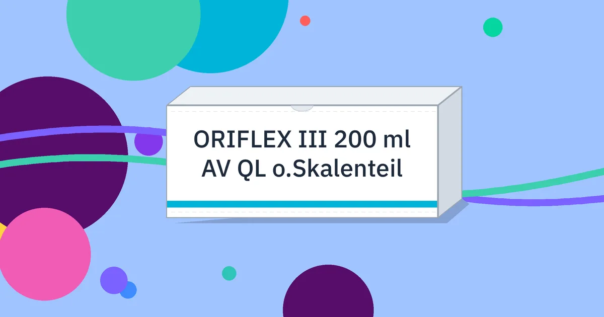Symbolbild: Packung mit der Aufschrift ORIFLEX III 200 ml AV QL o.Skalenteil (PZN 17486455) – Verfügbarkeit und Bezug in Apotheken in Frankfurt am Main