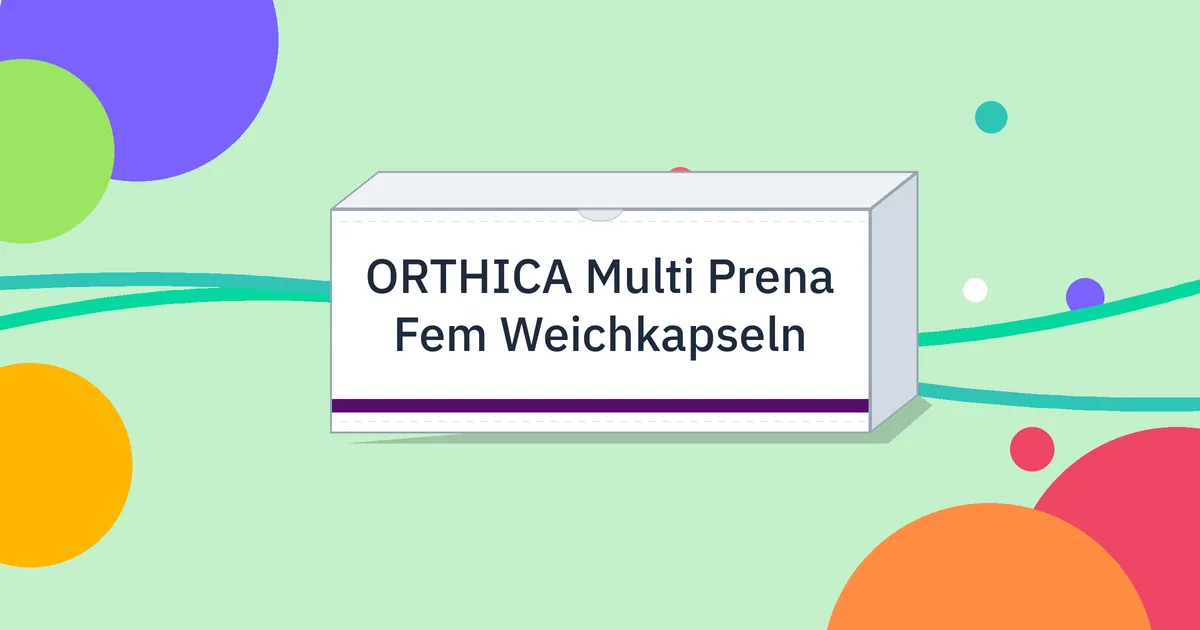 Symbolbild: Packung mit der Aufschrift ORTHICA Multi Prena Fem Weichkapseln (PZN 18066560) – Verfügbarkeit und Bezug in Apotheken in Frankfurt am Main