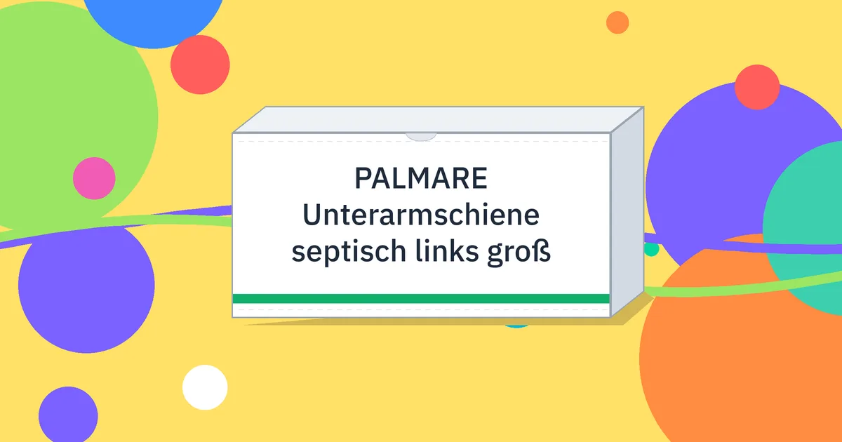 Symbolbild: Packung mit der Aufschrift PALMARE Unterarmschiene septisch links groß (PZN 02639976) – Verfügbarkeit und Bezug in Apotheken in Frankfurt am Main