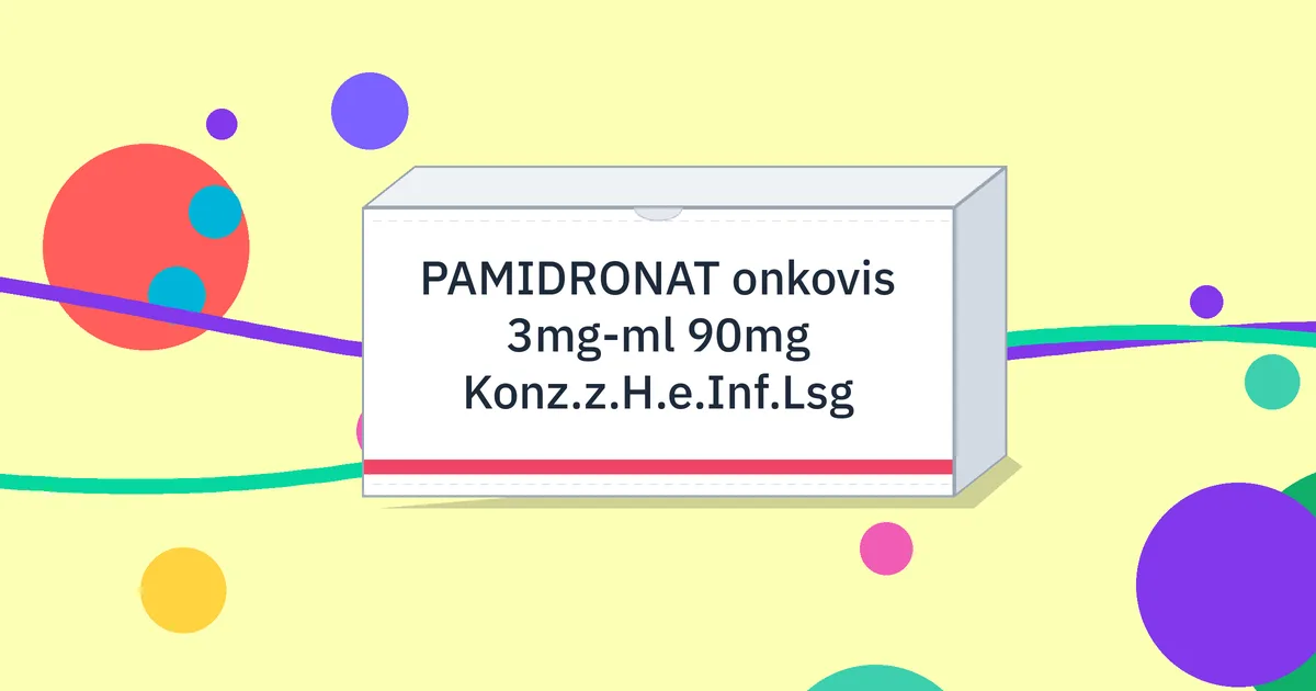 Symbolbild: Packung mit der Aufschrift PAMIDRONAT onkovis 3mg-ml 90mg Konz.z.H.e.Inf.Lsg (PZN 05461349) – Verfügbarkeit und Bezug in Apotheken in Frankfurt am Main