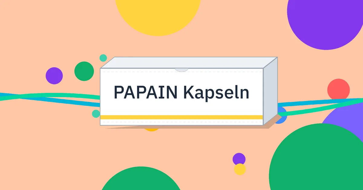Symbolbild: Packung mit der Aufschrift PAPAIN Kapseln (PZN 18427437) – Verfügbarkeit und Bezug in Apotheken in Frankfurt am Main