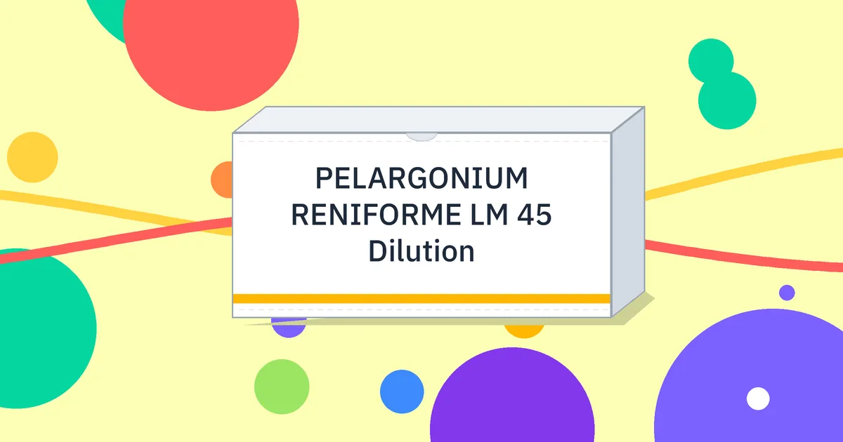 Symbolbild: Packung mit der Aufschrift PELARGONIUM RENIFORME LM 45 Dilution (PZN 13633480) – Verfügbarkeit und Bezug in Apotheken in Frankfurt am Main