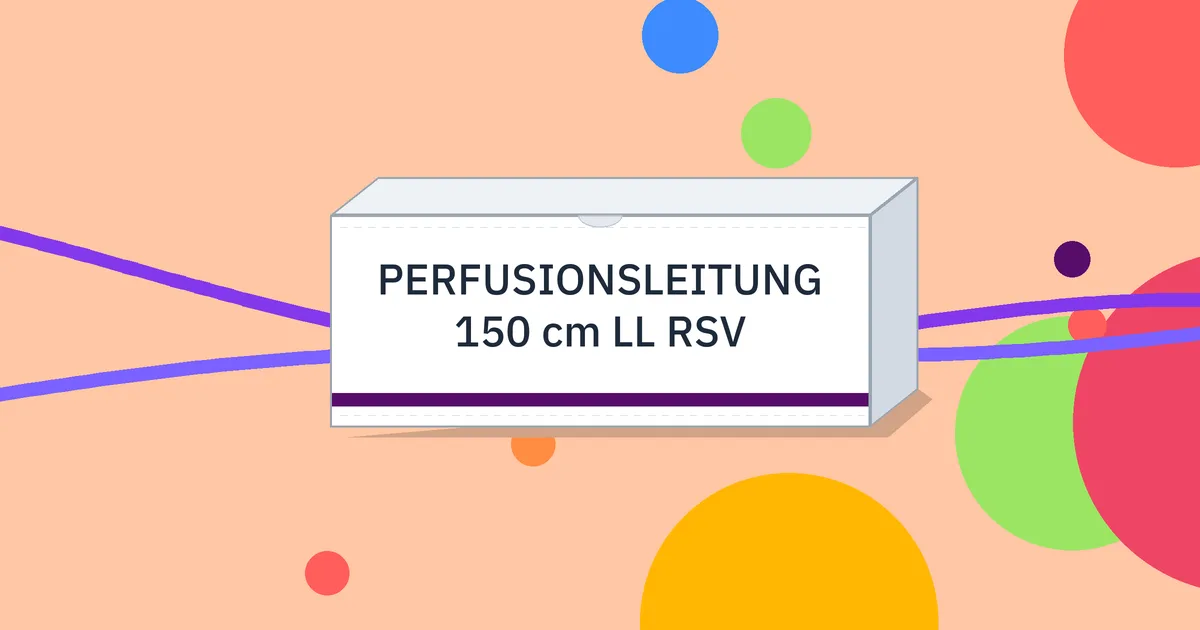 Symbolbild: Packung mit der Aufschrift PERFUSIONSLEITUNG 150 cm LL RSV (PZN 17487905) – Verfügbarkeit und Bezug in Apotheken in Frankfurt am Main