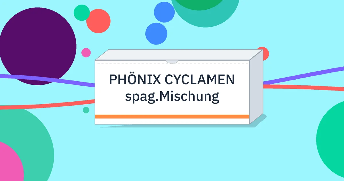 Symbolbild: Packung mit der Aufschrift PHÖNIX CYCLAMEN spag.Mischung (PZN 04223292) – Verfügbarkeit und Bezug in Apotheken in Frankfurt am Main