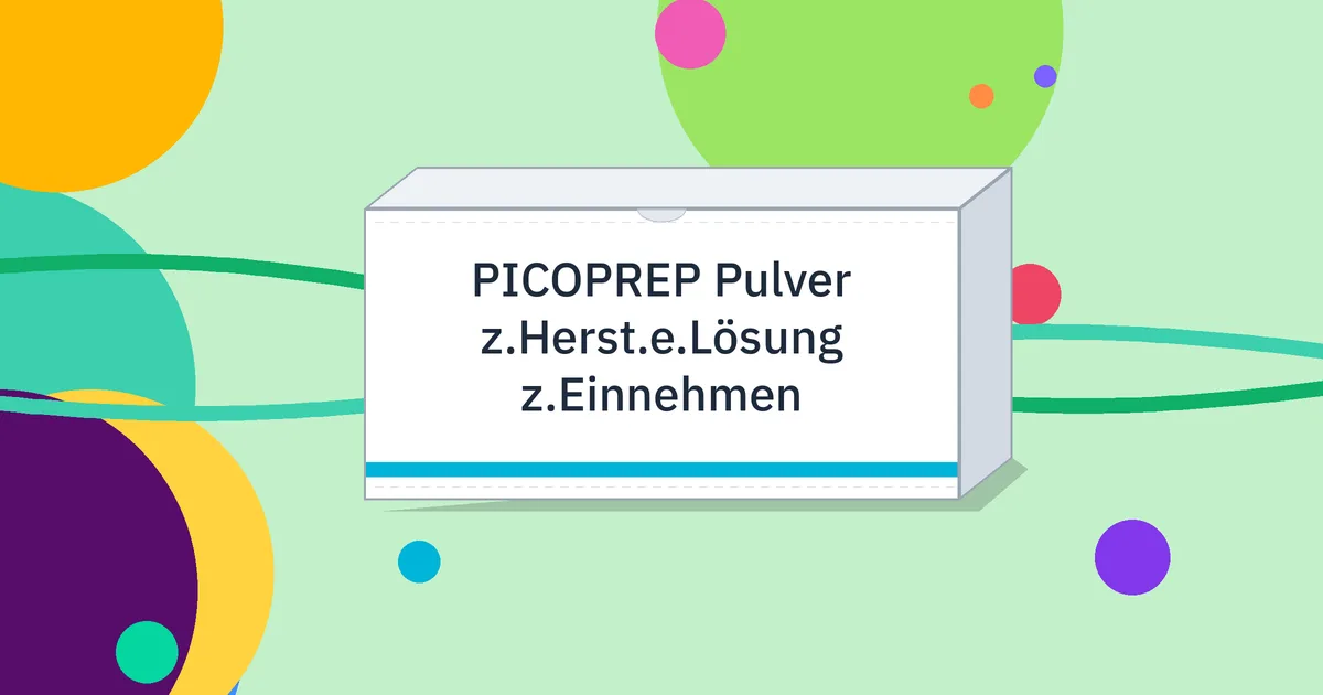 Symbolbild: Packung mit der Aufschrift PICOPREP Pulver z.Herst.e.Lösung z.Einnehmen (PZN 09932863) – Verfügbarkeit und Bezug in Apotheken in Frankfurt am Main