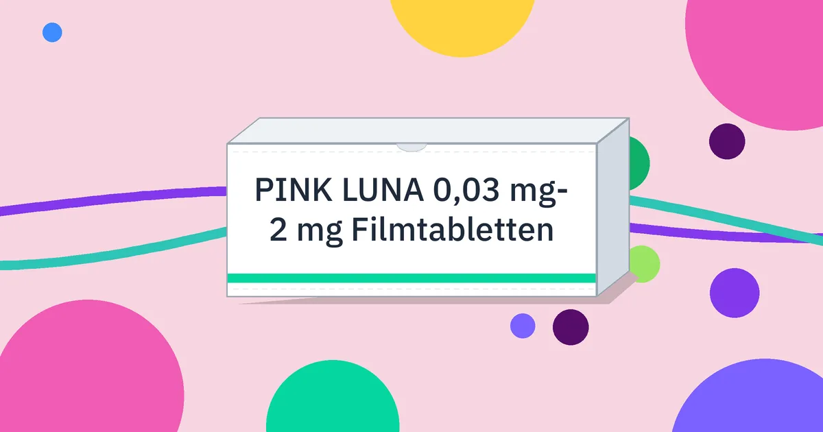 Symbolbild: Packung mit der Aufschrift PINK LUNA 0,03 mg-2 mg Filmtabletten (PZN 01124187) – Verfügbarkeit und Bezug in Apotheken in Frankfurt am Main