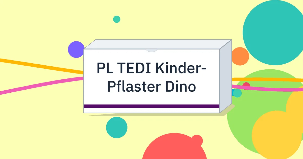 Symbolbild: Packung mit der Aufschrift PL TEDI Kinder-Pflaster Dino (PZN 19883657) – Verfügbarkeit und Bezug in Apotheken in Frankfurt am Main