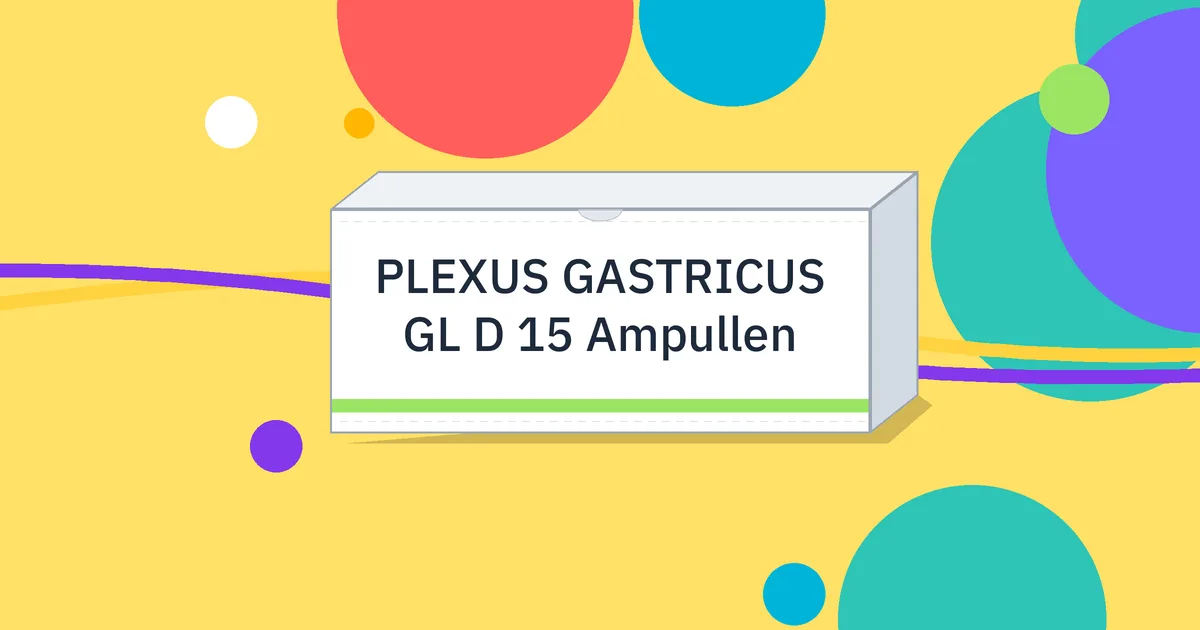 Symbolbild: Packung mit der Aufschrift PLEXUS GASTRICUS GL D 15 Ampullen (PZN 04626966) – Verfügbarkeit und Bezug in Apotheken in Frankfurt am Main