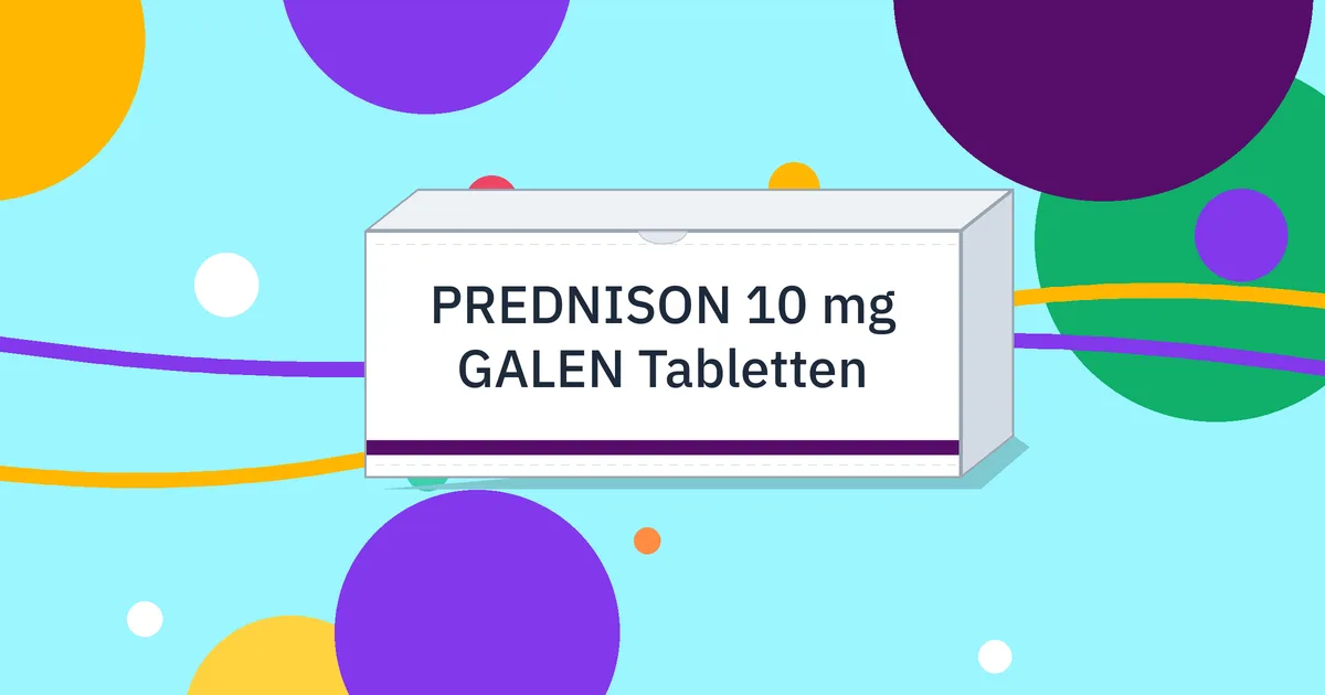 Symbolbild: Packung mit der Aufschrift PREDNISON 10 mg GALEN Tabletten (PZN 11518964) – Verfügbarkeit und Bezug in Apotheken in Frankfurt am Main