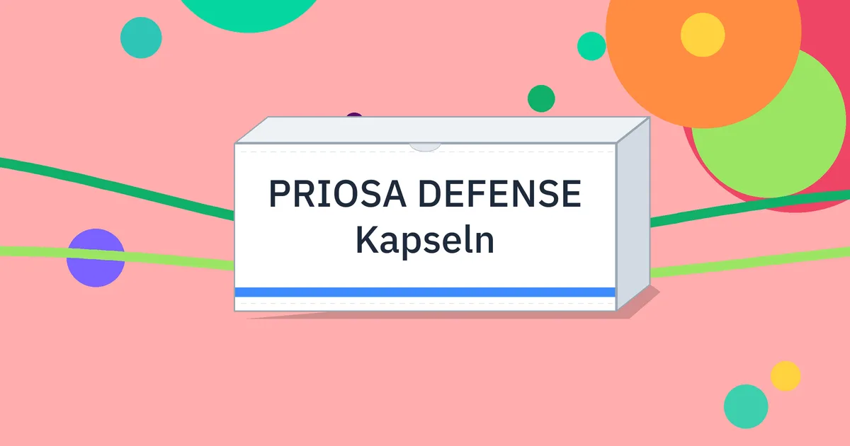 Symbolbild: Packung mit der Aufschrift PRIOSA DEFENSE Kapseln (PZN 16778960) – Verfügbarkeit und Bezug in Apotheken in Frankfurt am Main