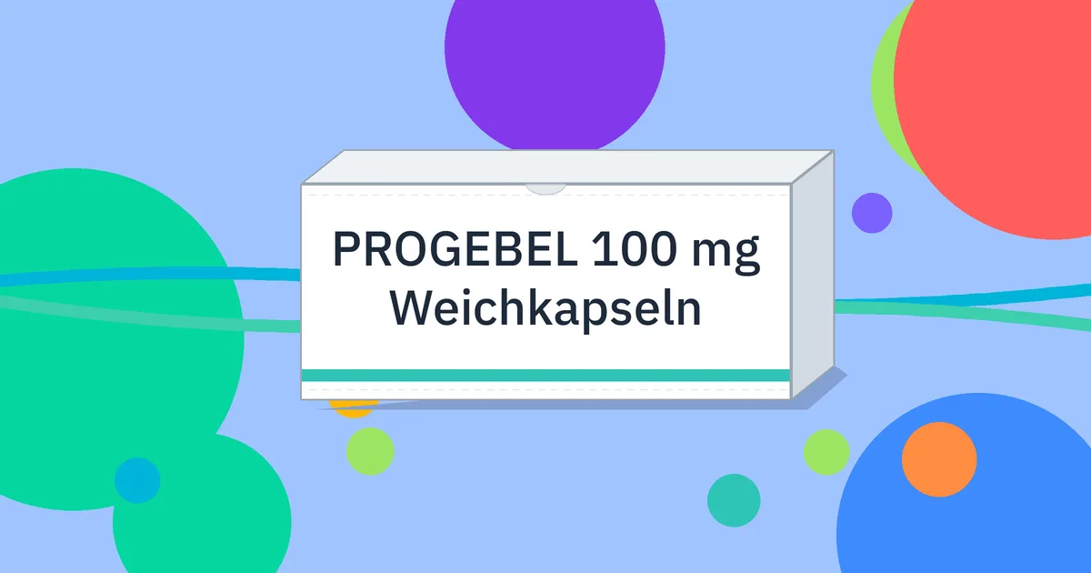 Symbolbild: Packung mit der Aufschrift PROGEBEL 100 mg Weichkapseln (PZN 17888780) – Verfügbarkeit und Bezug in Apotheken in Frankfurt am Main