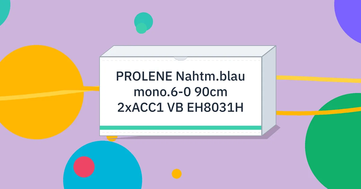 Symbolbild: Packung mit der Aufschrift PROLENE Nahtm.blau mono.6-0 90cm 2xACC1 VB EH8031H (PZN 20895588) – Verfügbarkeit und Bezug in Apotheken in Frankfurt am Main