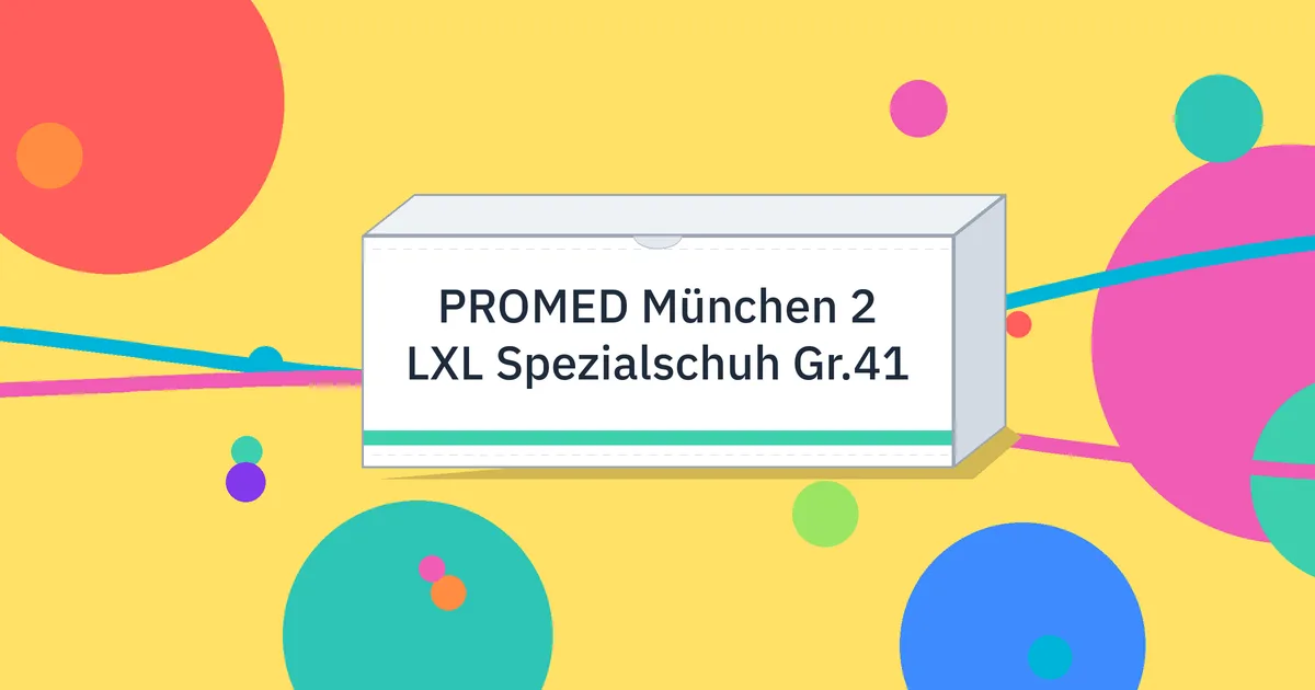 Symbolbild: Packung mit der Aufschrift PROMED München 2 LXL Spezialschuh Gr.41 (PZN 05482937) – Verfügbarkeit und Bezug in Apotheken in Frankfurt am Main