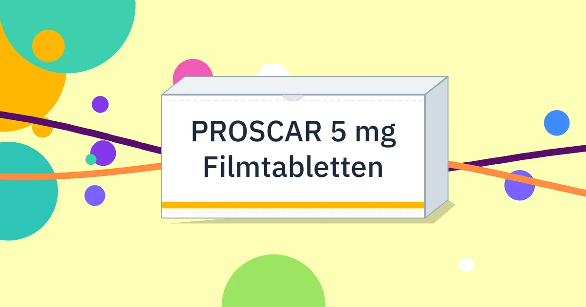 Symbolbild: Packung mit der Aufschrift PROSCAR 5 mg Filmtabletten (PZN 07777950) – Verfügbarkeit und Bezug in Apotheken in Frankfurt am Main
