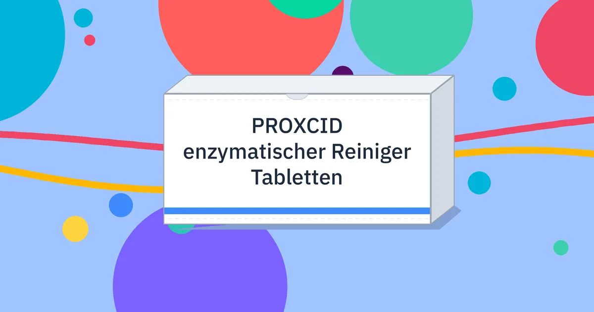 Symbolbild: Packung mit der Aufschrift PROXCID enzymatischer Reiniger Tabletten (PZN 04653503) – Verfügbarkeit und Bezug in Apotheken in Frankfurt am Main