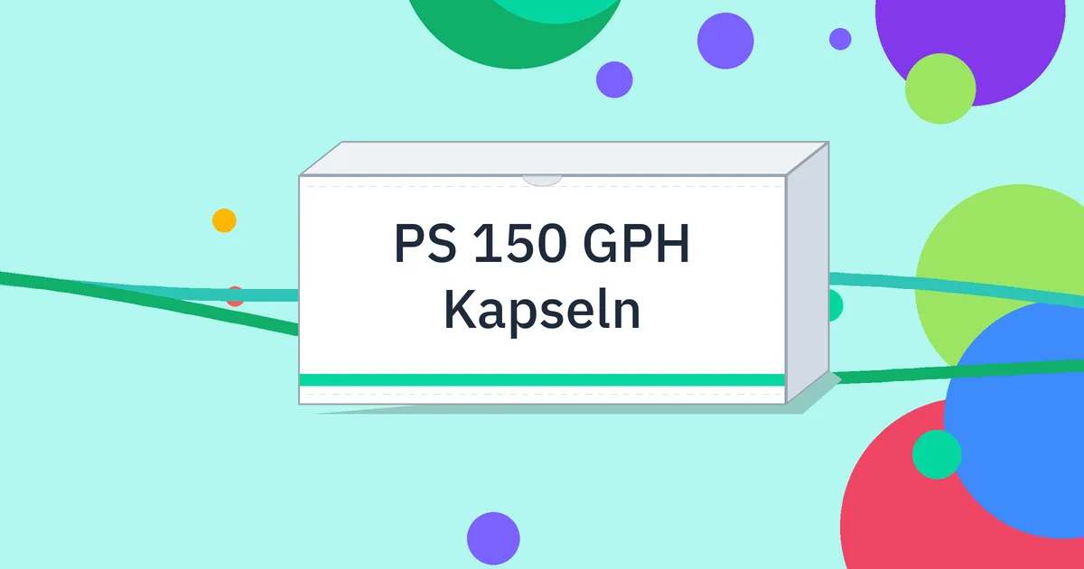 Symbolbild: Packung mit der Aufschrift PS 150 GPH Kapseln (PZN 09323561) – Verfügbarkeit und Bezug in Apotheken in Frankfurt am Main