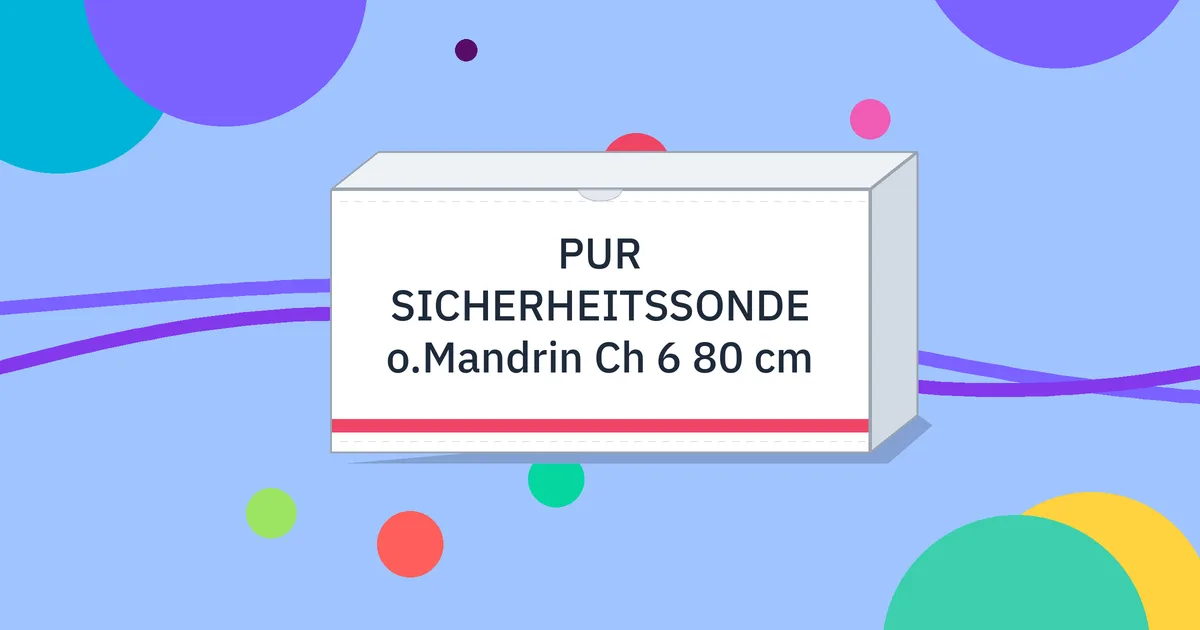 Symbolbild: Packung mit der Aufschrift PUR SICHERHEITSSONDE o.Mandrin Ch 6 80 cm (PZN 13229968) – Verfügbarkeit und Bezug in Apotheken in Frankfurt am Main