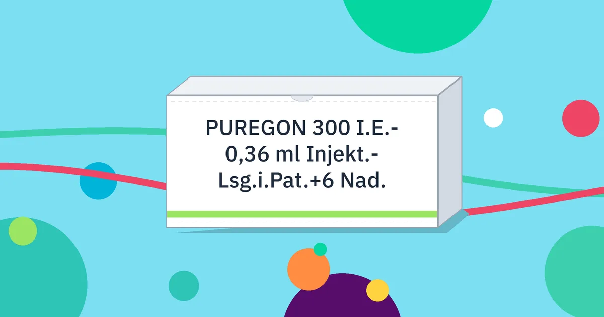 Symbolbild: Packung mit der Aufschrift PUREGON 300 I.E.-0,36 ml Injekt.-Lsg.i.Pat.+6 Nad. (PZN 15612708) – Verfügbarkeit und Bezug in Apotheken in Frankfurt am Main