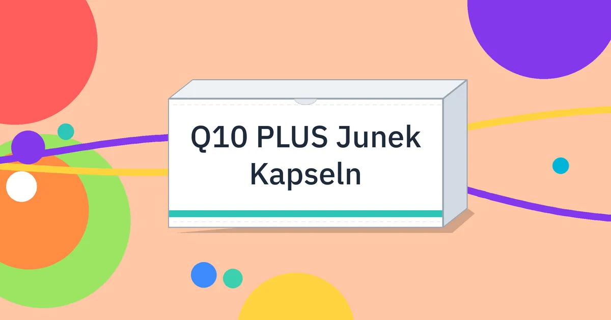 Symbolbild: Packung mit der Aufschrift Q10 PLUS Junek Kapseln (PZN 15613889) – Verfügbarkeit und Bezug in Apotheken in Frankfurt am Main