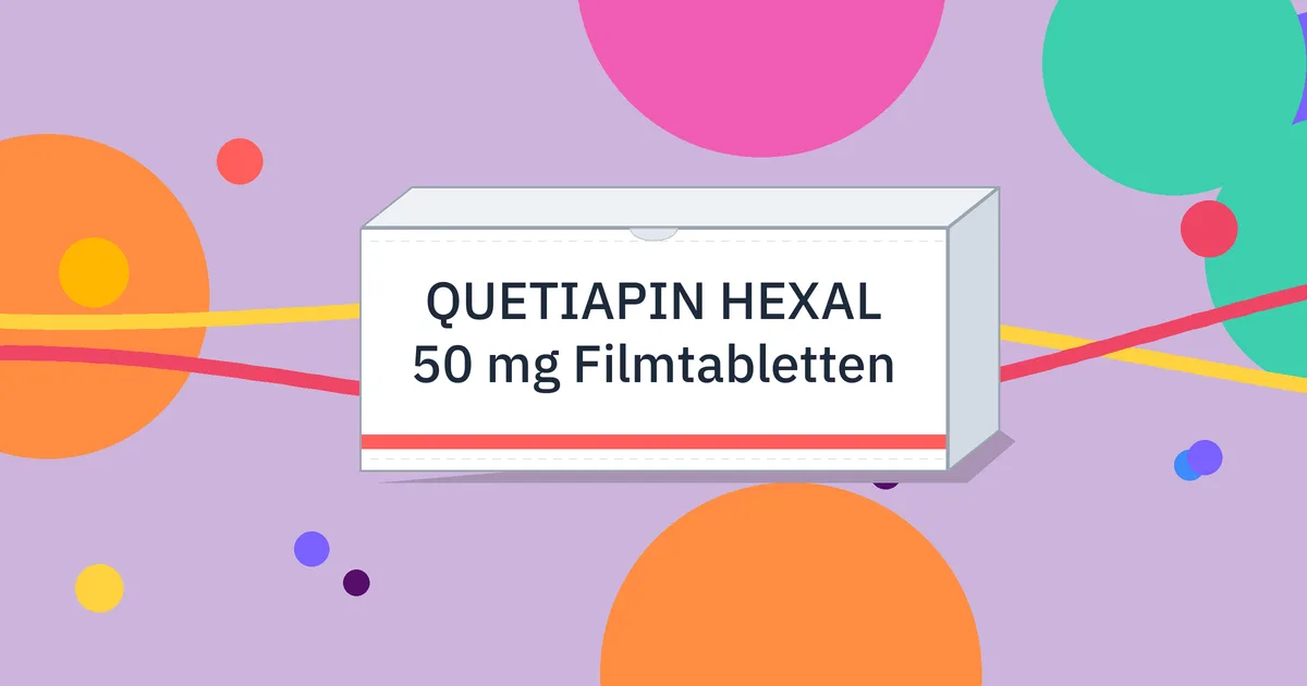 Symbolbild: Packung mit der Aufschrift QUETIAPIN HEXAL 50 mg Filmtabletten (PZN 09339131) – Verfügbarkeit und Bezug in Apotheken in Frankfurt am Main