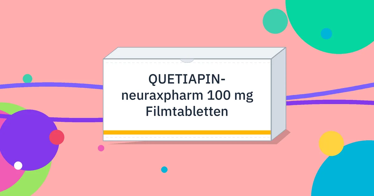 Symbolbild: Packung mit der Aufschrift QUETIAPIN-neuraxpharm 100 mg Filmtabletten (PZN 09445583) – Verfügbarkeit und Bezug in Apotheken in Frankfurt am Main