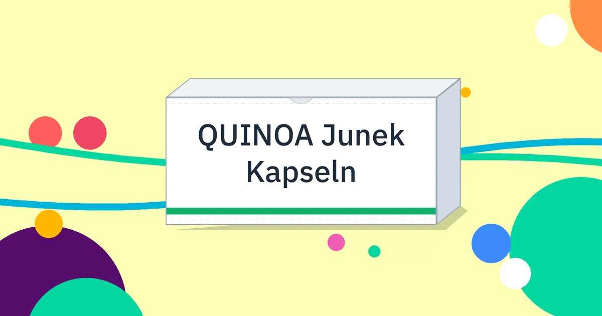 Symbolbild: Packung mit der Aufschrift QUINOA Junek Kapseln (PZN 00996689) – Verfügbarkeit und Bezug in Apotheken in Frankfurt am Main
