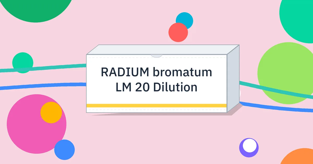 Symbolbild: Packung mit der Aufschrift RADIUM bromatum LM 20 Dilution (PZN 13045978) – Verfügbarkeit und Bezug in Apotheken in Frankfurt am Main