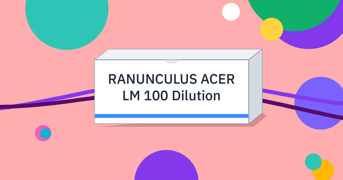 Symbolbild: Packung mit der Aufschrift RANUNCULUS ACER LM 100 Dilution (PZN 13675797) – Verfügbarkeit und Bezug in Apotheken in Frankfurt am Main