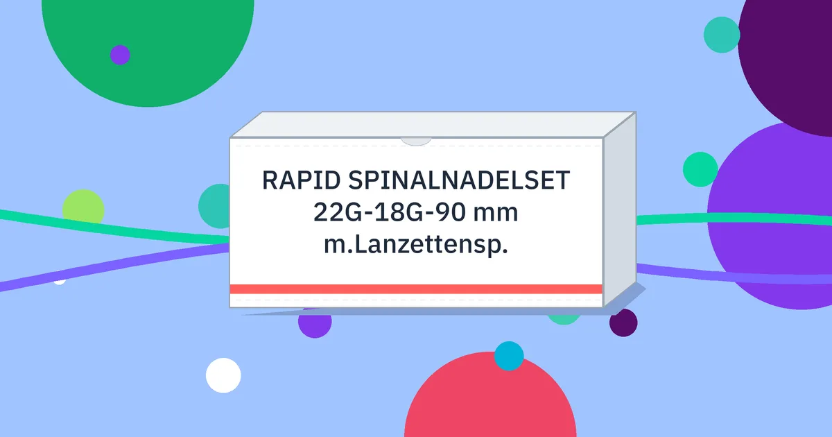 Symbolbild: Packung mit der Aufschrift RAPID SPINALNADELSET 22G-18G-90 mm m.Lanzettensp. (PZN 02381880) – Verfügbarkeit und Bezug in Apotheken in Frankfurt am Main