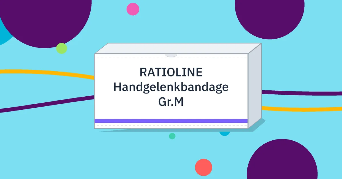 Symbolbild: Packung mit der Aufschrift RATIOLINE Handgelenkbandage Gr.M (PZN 17872796) – Verfügbarkeit und Bezug in Apotheken in Frankfurt am Main