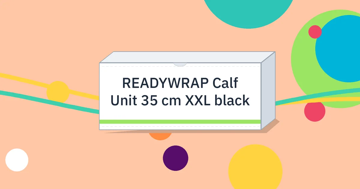 Symbolbild: Packung mit der Aufschrift READYWRAP Calf Unit 35 cm XXL black (PZN 16567536) – Verfügbarkeit und Bezug in Apotheken in Frankfurt am Main