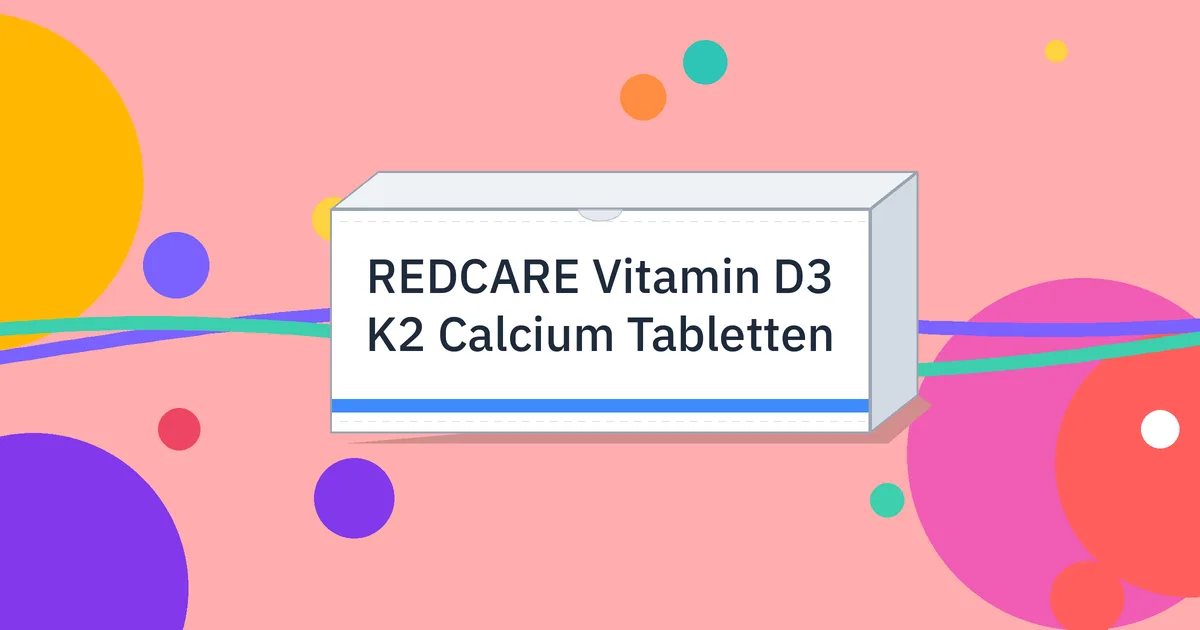 Symbolbild: Packung mit der Aufschrift REDCARE Vitamin D3 K2 Calcium Tabletten (PZN 19235208) – Verfügbarkeit und Bezug in Apotheken in Frankfurt am Main